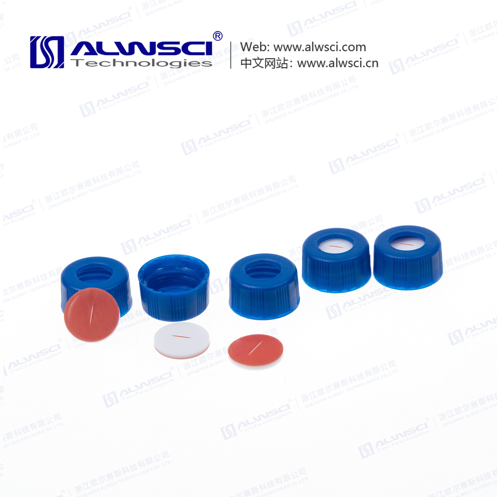 9-425 PP Blue Open Top Cap with Pre-slit Septa - 浙江欧尔赛斯科技有限公司